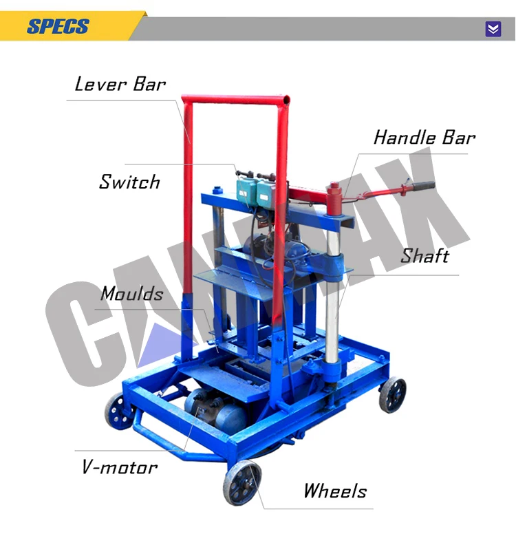 QT2-25 Manual Operation Mobile Brick Machine - 4000-60000 Pieces/day