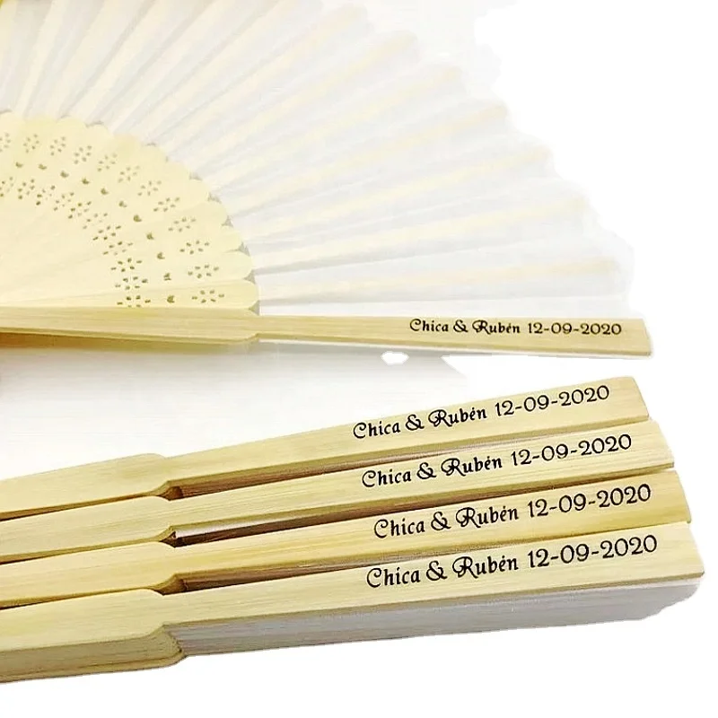 45pcs Personalized White Wedding Hand Fan Customized With Bride And ...