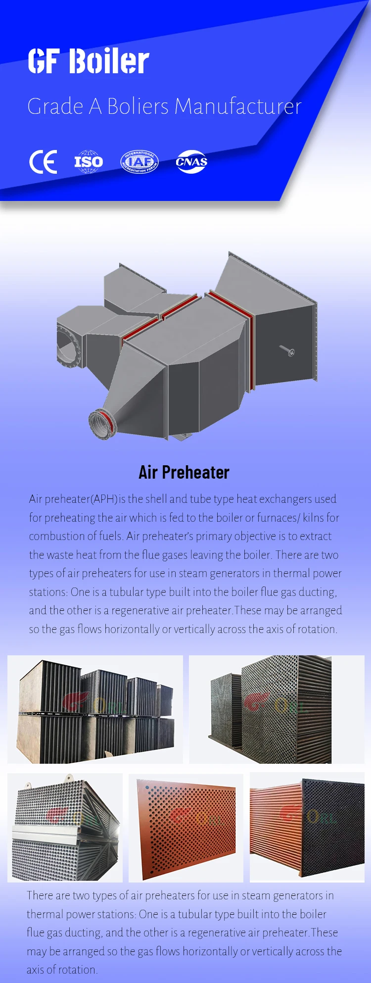 Steam Coil Air Preheater - Efficient Flue Gas Heat Exchanger