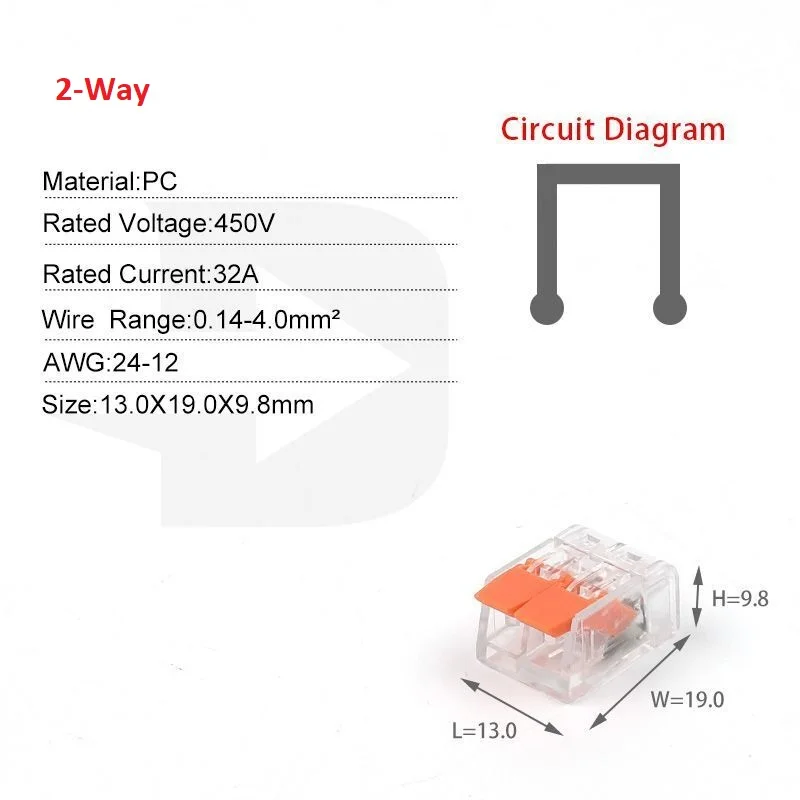 Universal Compact Conductor Terminal Block Lever Home Wire Connector, 2 ...