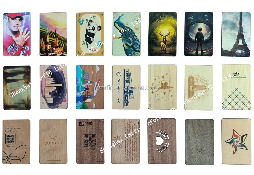 Customized Nfc 213 Wooden Cards Rfid Wood Hotel Laser Engraving Key ...