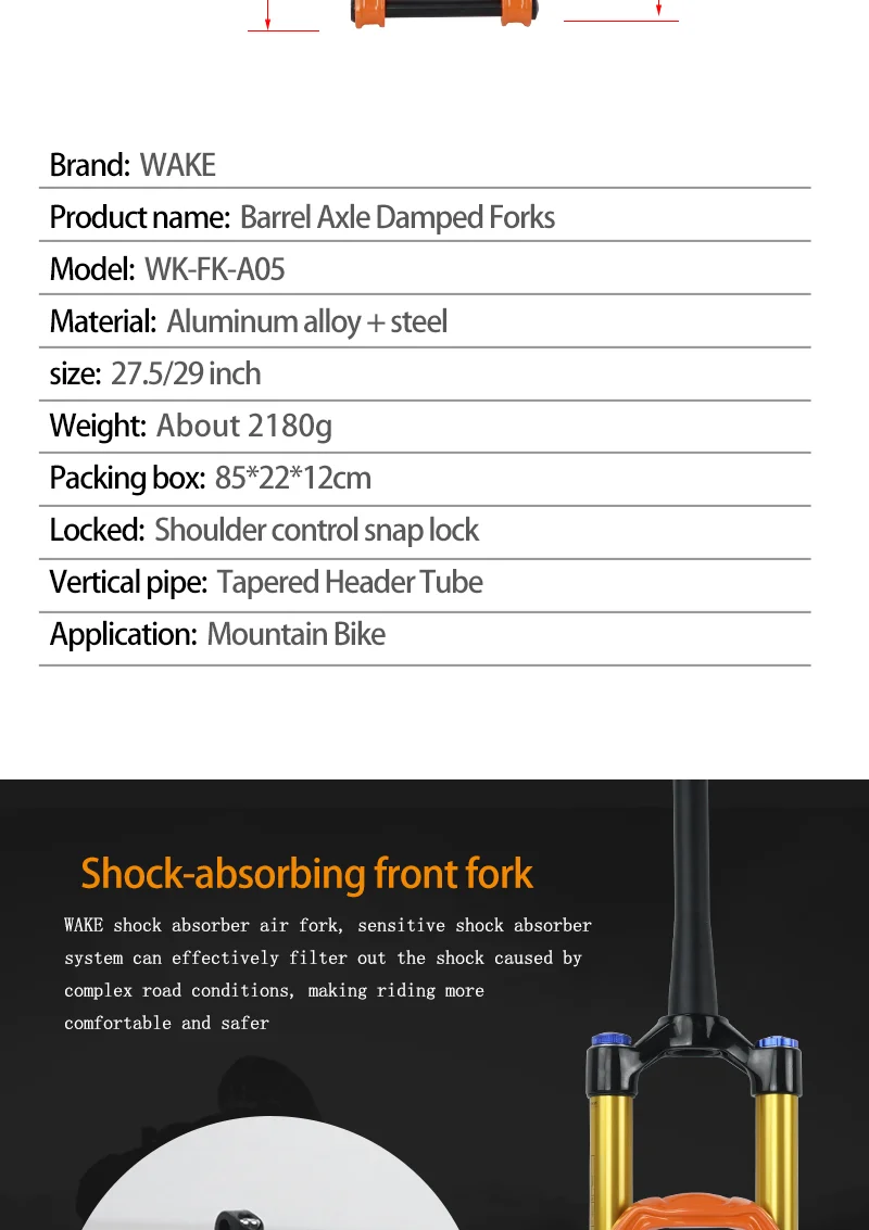 Factory Mtb Bicycle Pneumatic Suspension Fork 27.5 29inch Tapered Tube ...