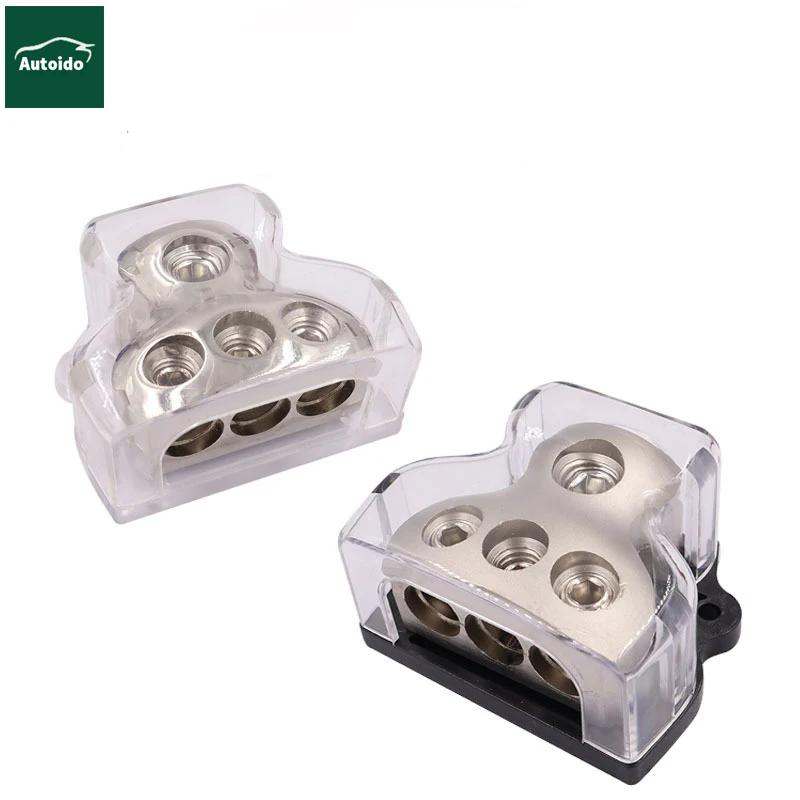 3 Way Power Distribution Block 1x 0 Gauge In / 3x 4 Gauge Out Amp Power ...