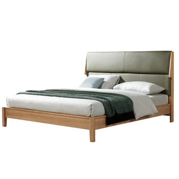 Solid Ash Timber Wood Upholstered Bed Frame Double Size Bed Platform ...