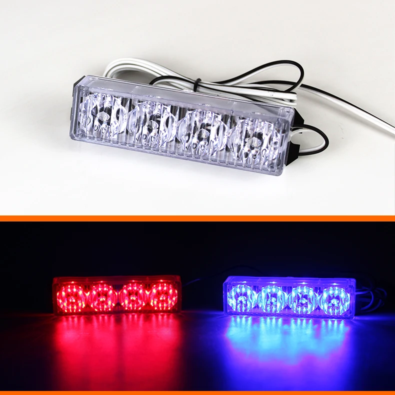 4led Red Blue Truck Front Bumper Grille Led Light Emergency Strobe ...