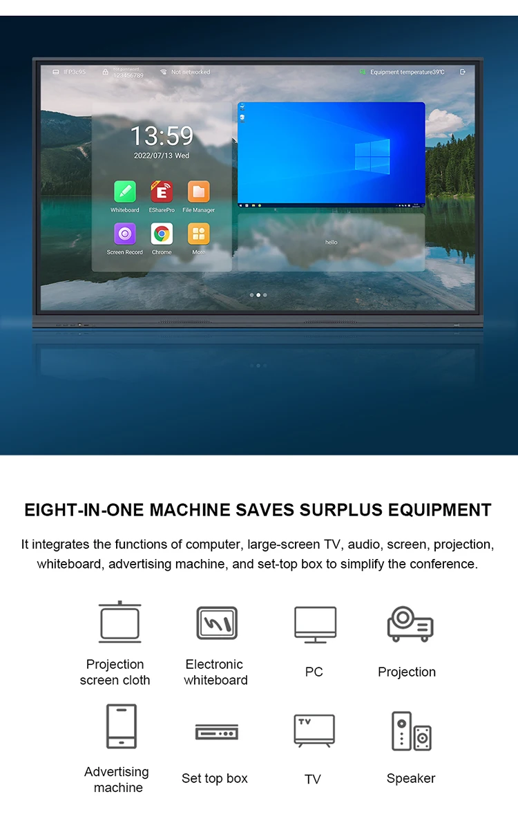 King Large Size 4k Lcd Flat Panel Touch Screen Display Digital Smart ...