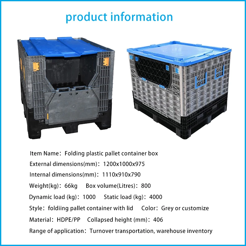 Folding Collapsible Pallet Box Large Foldable Plastic Pallet Container ...