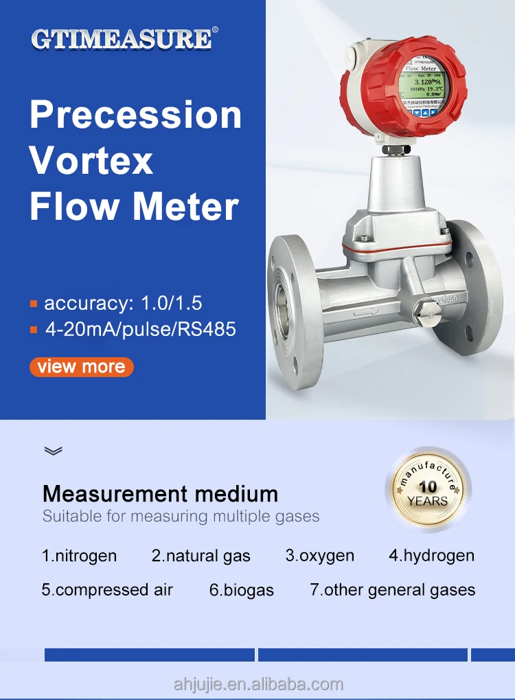Intelligent 4-20mA Industrial Gas Digital Display RS485 Precession Vortex Flow Meter| Alibaba.com