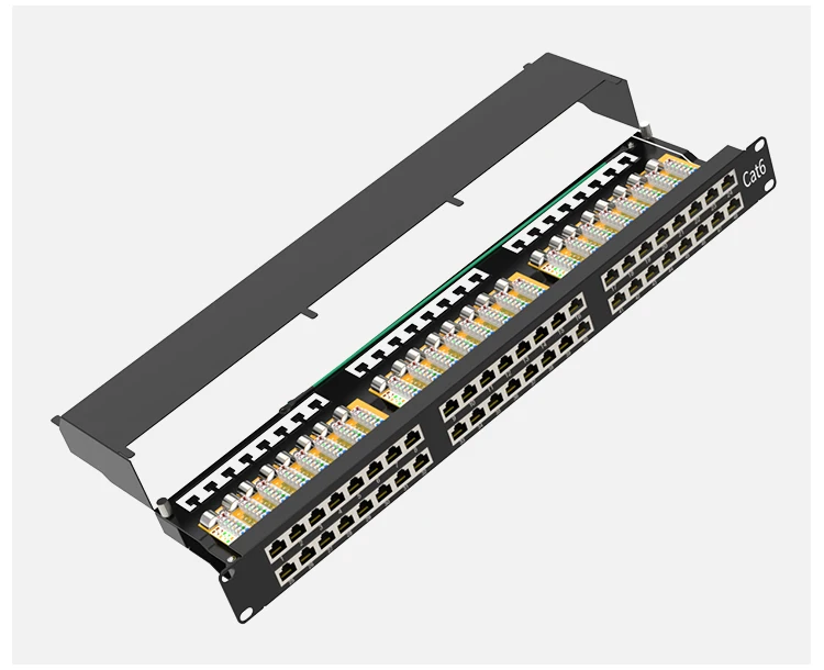 Shielded Patch Panel 48 Port 2u 19" Data Internet Cat6 Rj45 Rack Panel ...