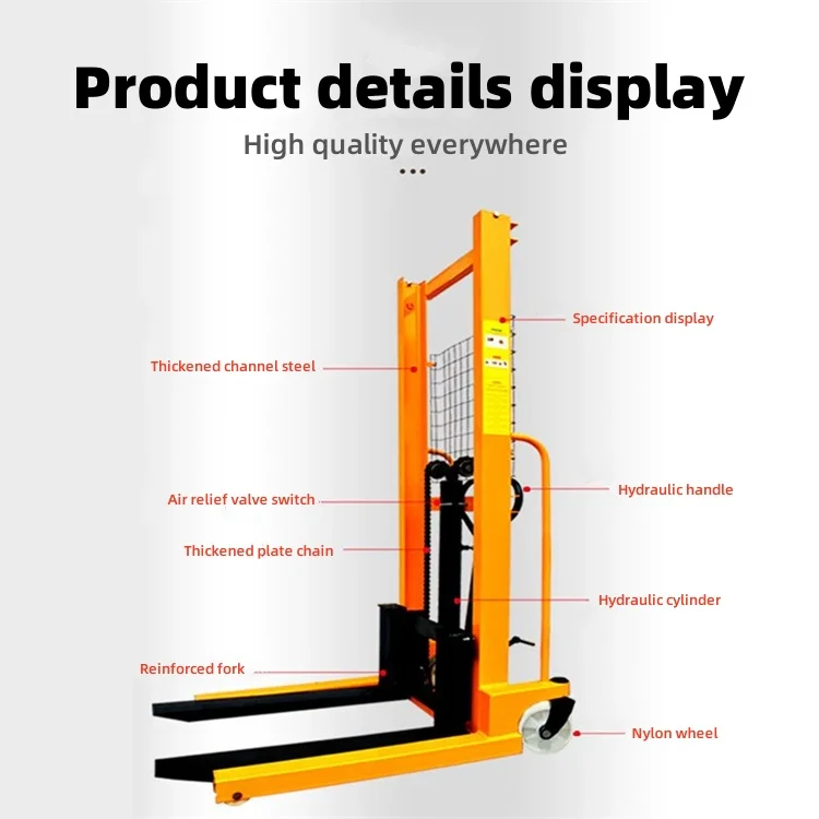 Chinese Hydraulic Manual Hand Stacker Forklift 1t 1.6m Lifting Manual ...