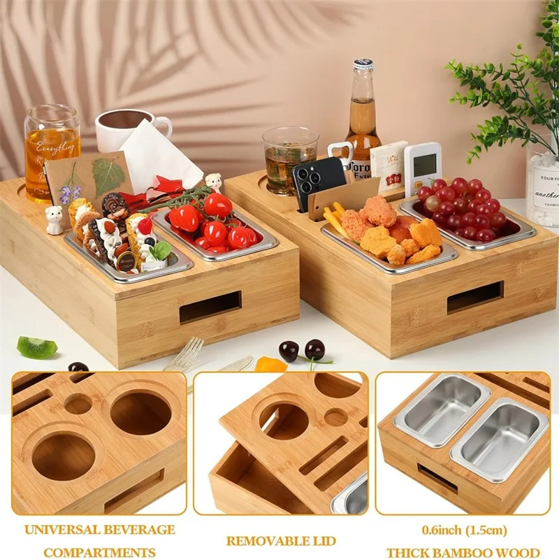 Snack and Fruit Box Wooden Tissue Box Stainless Steel Tray Snack and ...