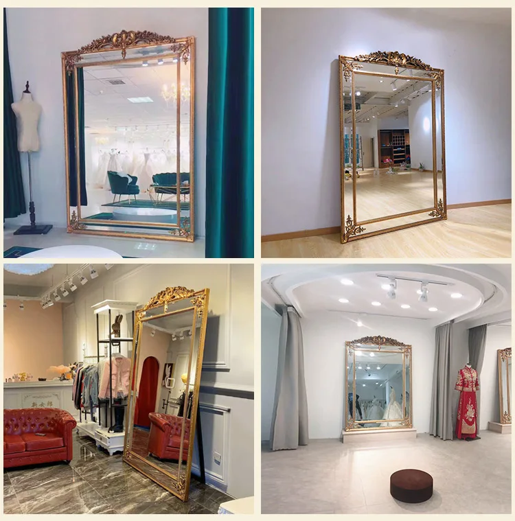 Nordic Style Bridal Shop - Luxury Golden Landing Sculpture Floor Mirrors