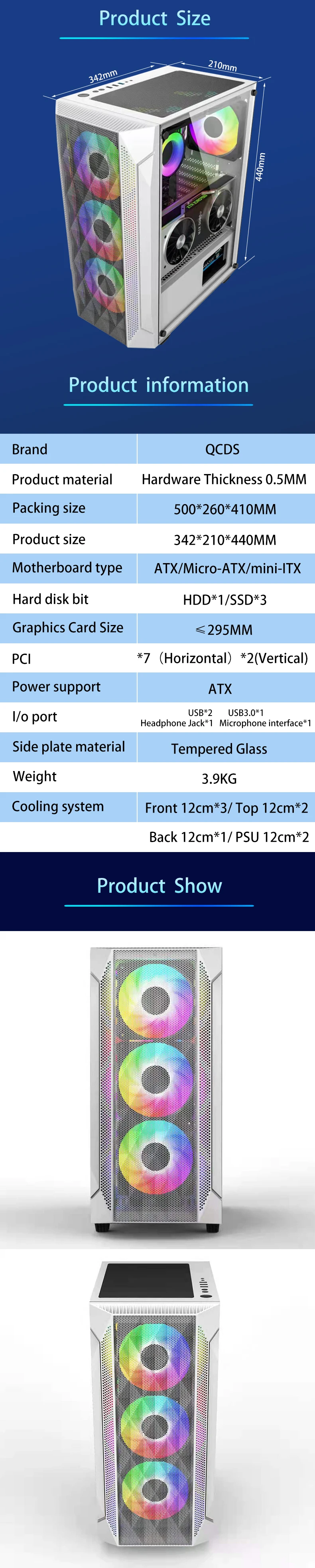 gaming desktop cpu fan rgb matx computer casing shell case e-sports ...