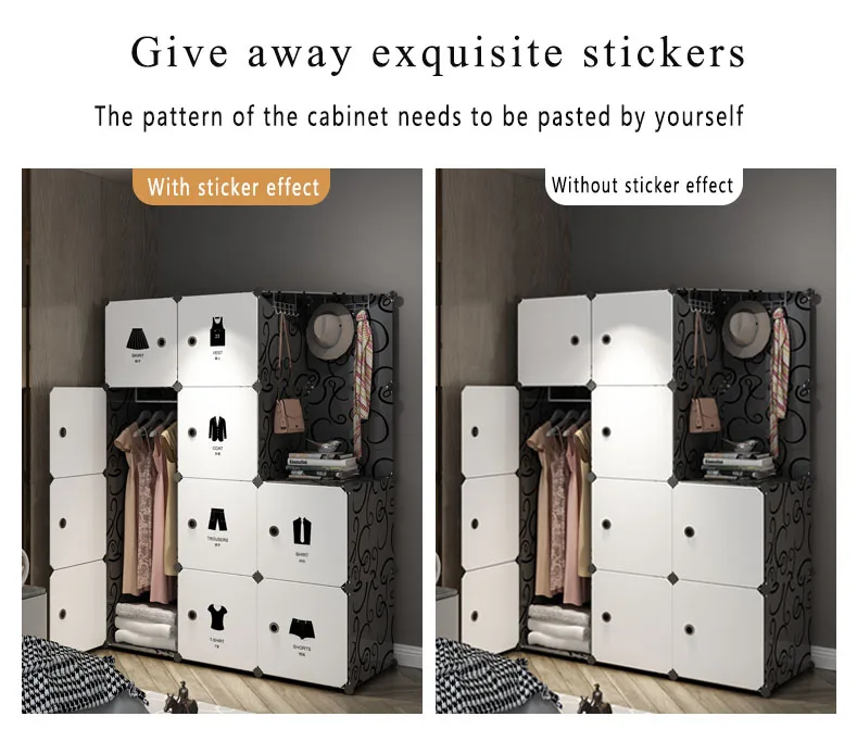 Easy to Assemble DIY Plastic Folding Wardrobe Cabinet with Hinged Doors ...