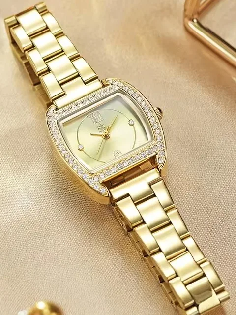 Sk Luxury Crystal Women Dress Watch Fashion Gold Quartz Watches Female ...