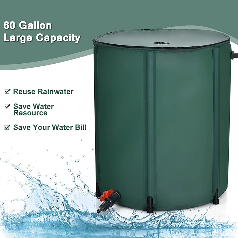 250l 66 Gallon Water Tank Garden Collapsible Rain Water Barrel ...