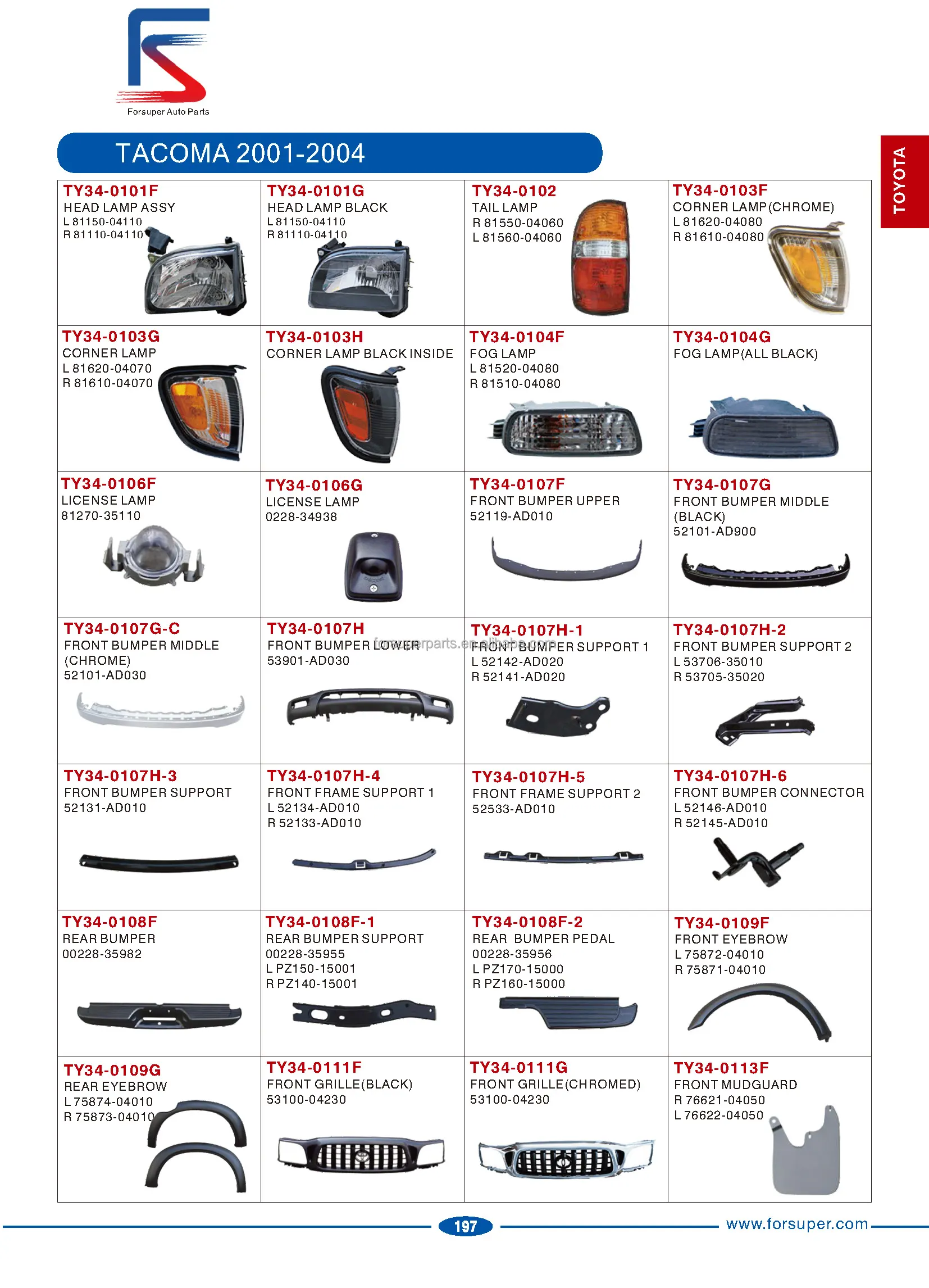 Ön tampon TOYOTA TACOMA 2001-2004 için otomobil parçaları 52119-AD010 ...