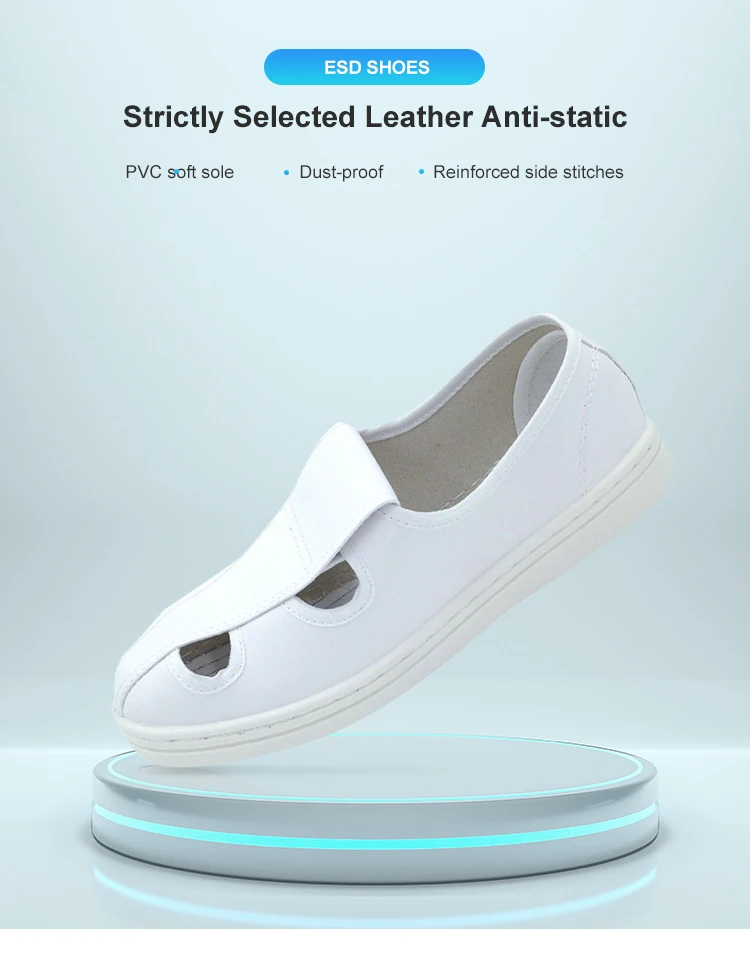 4 Holes Cleanroom Shoes Esd White Micro Fiber Esd slip on Work Shoes ...