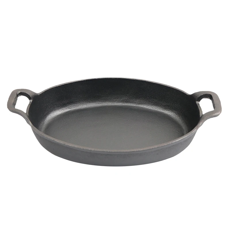 Wholesale Pre-seasoned Oval Cast Iron Fish Frying Grill Pan With Two ...