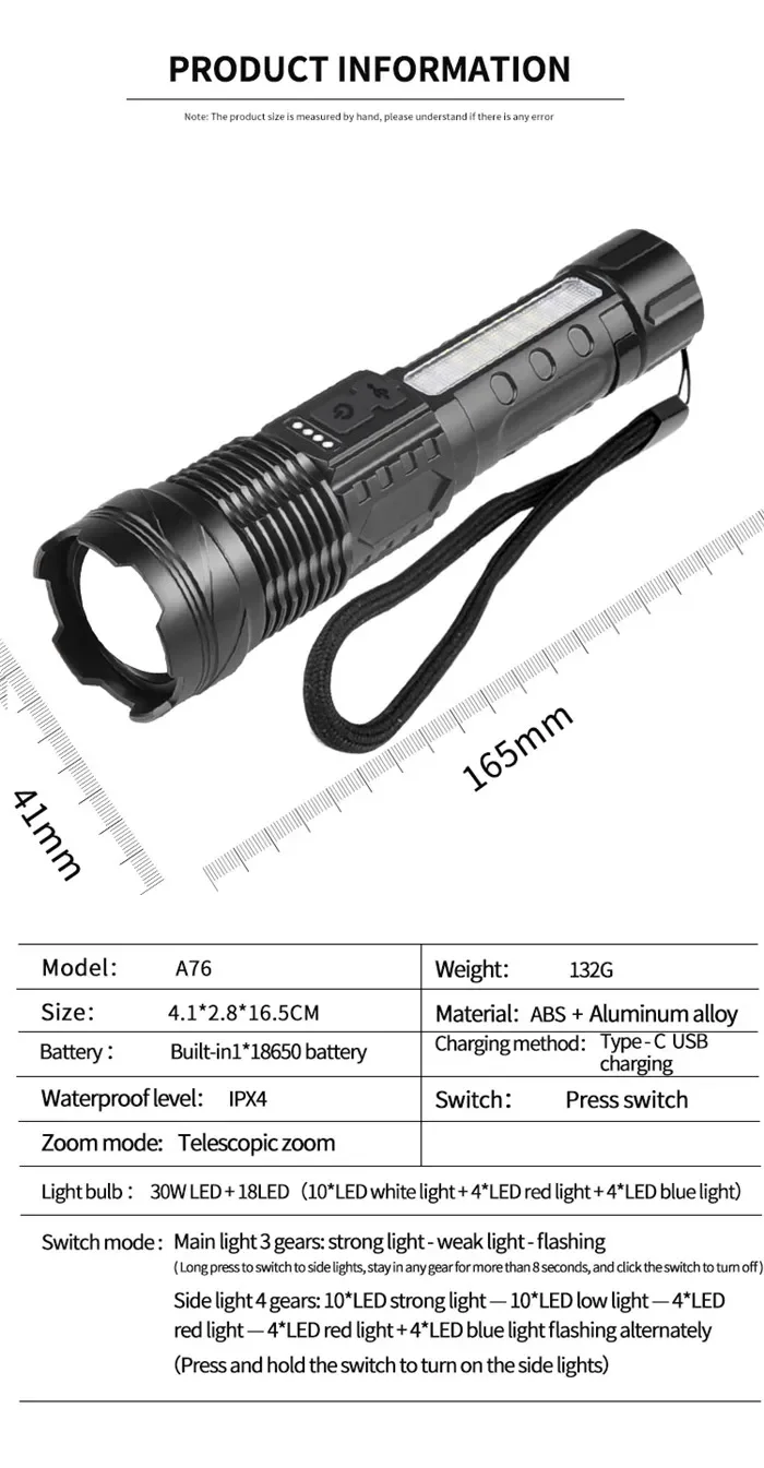 A76 LED Flashlight - Powerful, Rechargeable, and Versatile