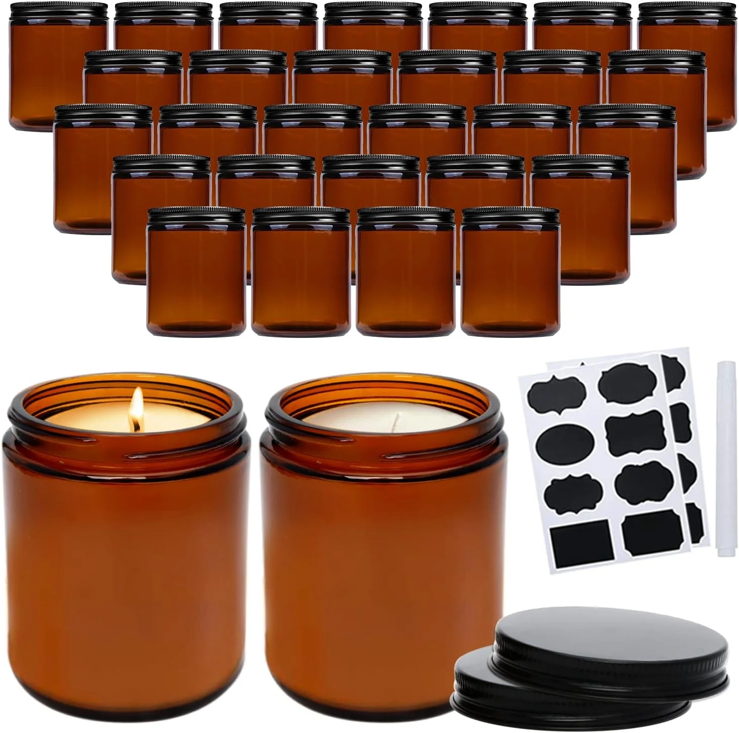 8oz 240ml Amber Glass Candle Jars With Lids In Bulk Candle Making Container Alibaba