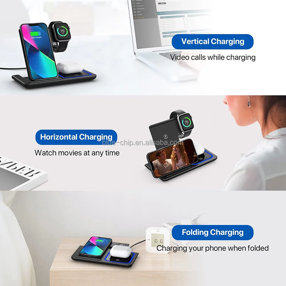 3in1 Wireless Charger - Portable, Efficient, and Versatile