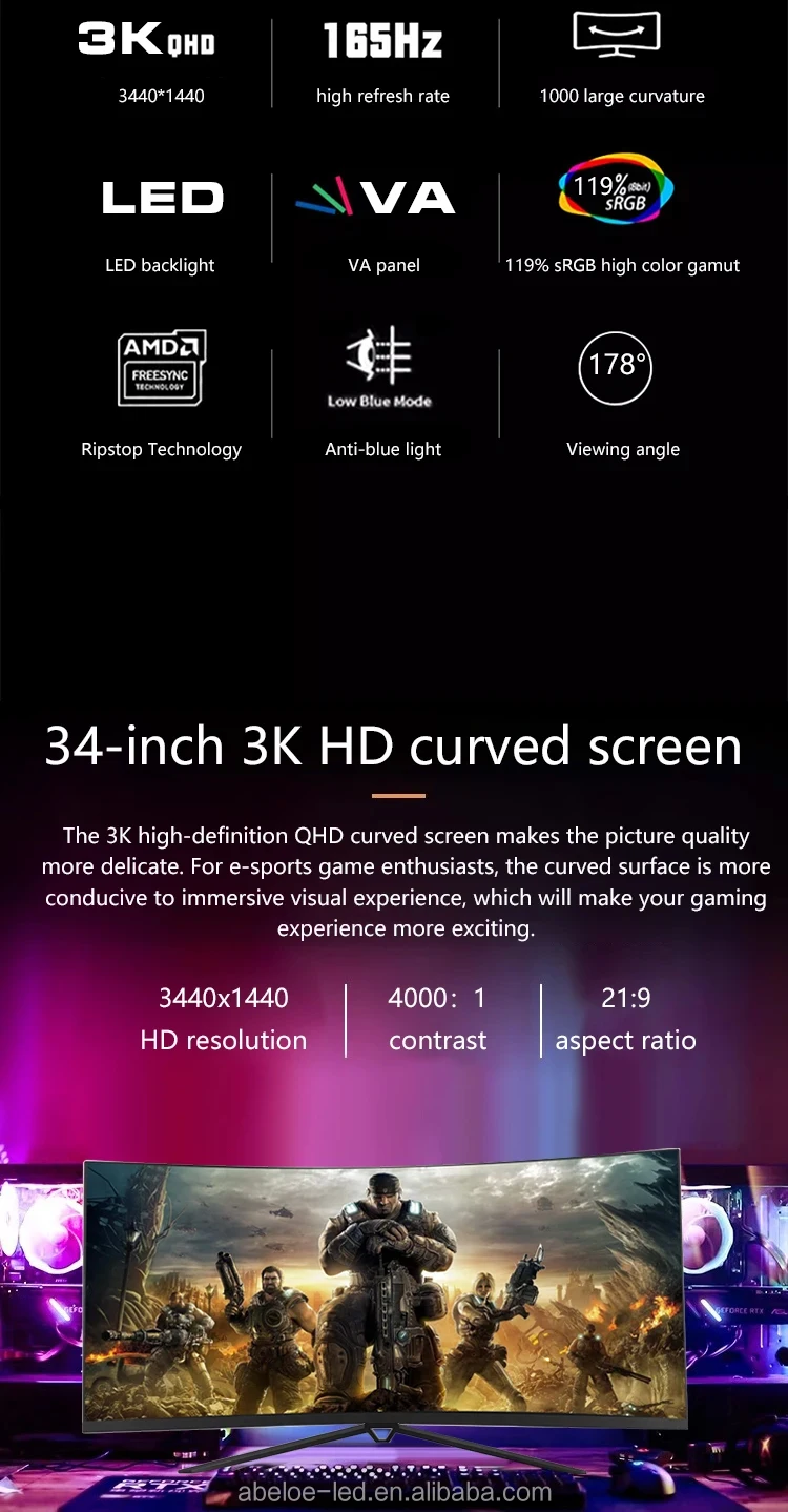 2K-5K Resolution Monitors - Curved Screen Gaming Monitors
