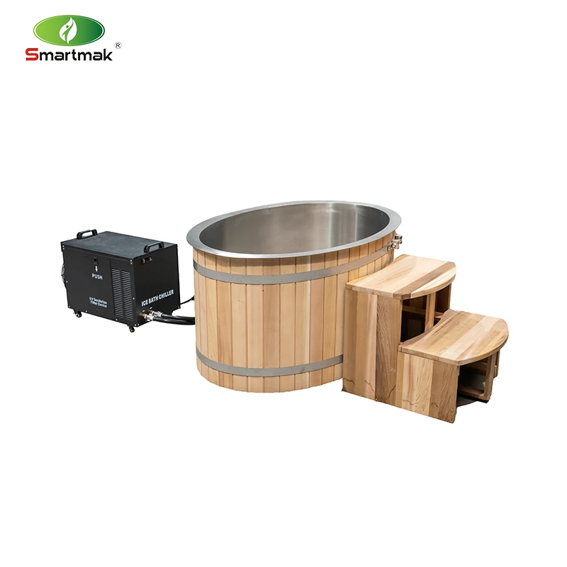 Smartmak Wooden Ice Bath Sauna Ice Barrel With Water Pump And ...