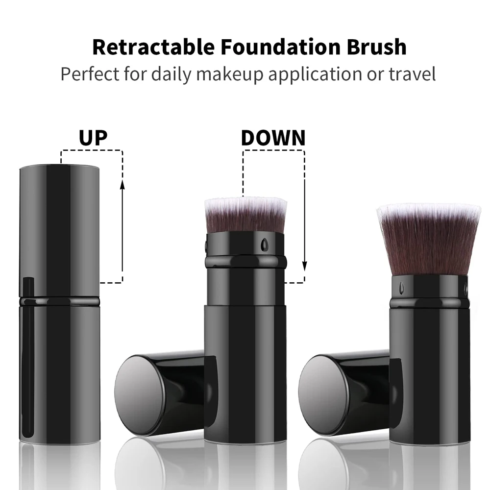 Retractable Foundation Makeup Brush,Travel Kabuki Makeup Brush Portable ...