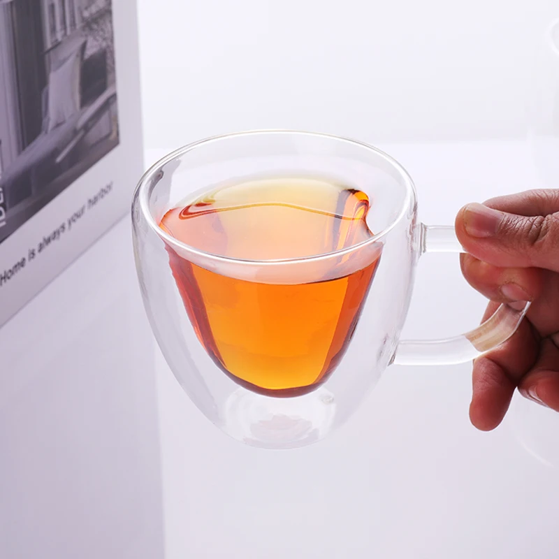 180ml 240ml Glass Drink Cup Love Cup Heart Shaped Double Wall Glass Mugs - Buy Heart Shape Glass ...