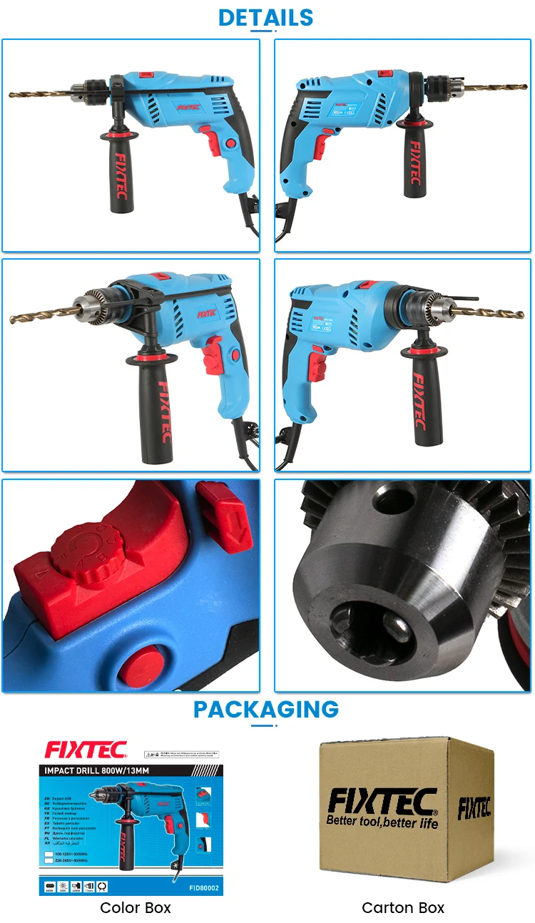 FIXTEC 13mm Key Chuck 3000rpm Power Hammer Drills Impact Machine