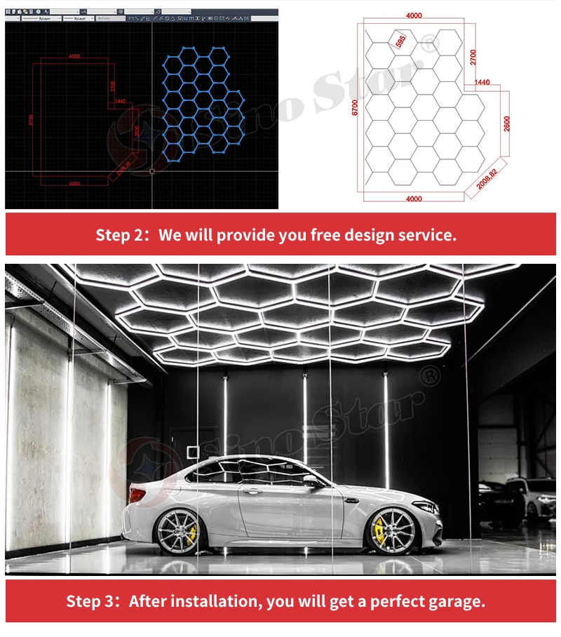 STC202 the Customized LED Workshop Hexagonal Light with the One-step ...