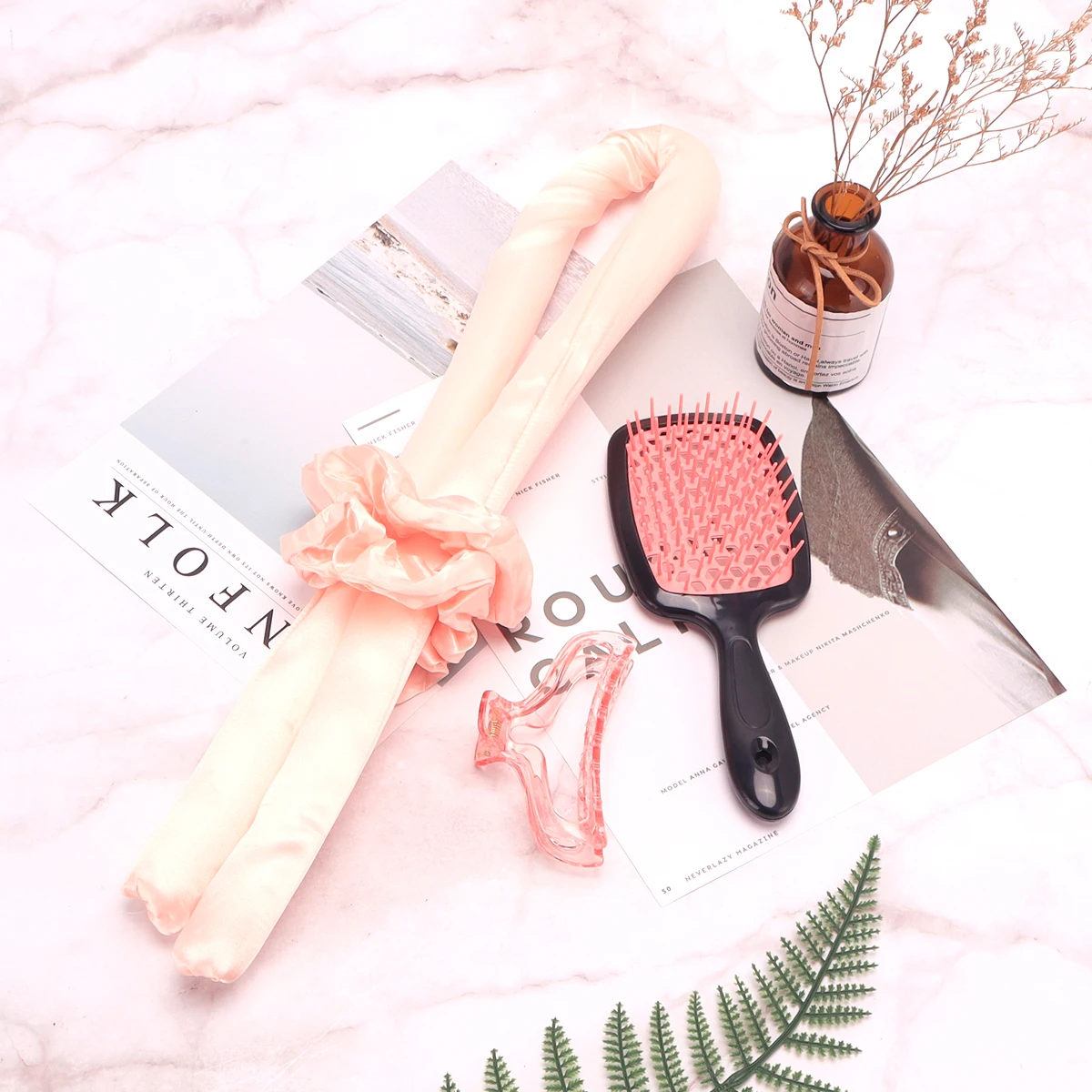 Curling Iron And Air Cushion Comb Silk Ribbon Hair Foam Sponge Heatless ...