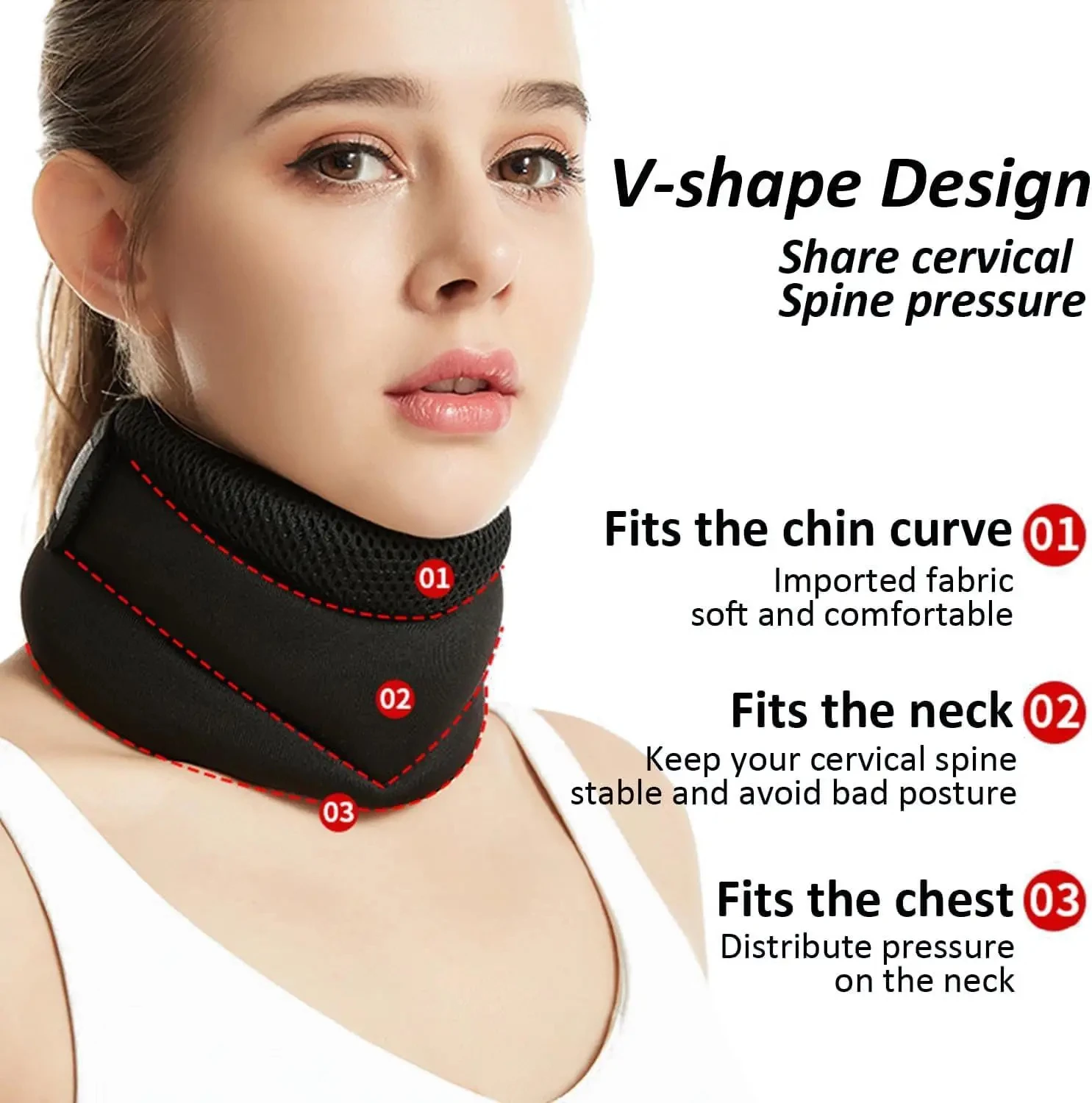 Neck Support Cervical Brace - Adjustable & Durable Foam