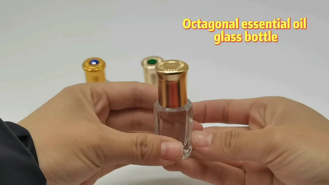 Homay Packaging High Quality 3ml 6ml 9ml 12ml Octagon Essential Oil Bottle Attar Glass Roll On ...