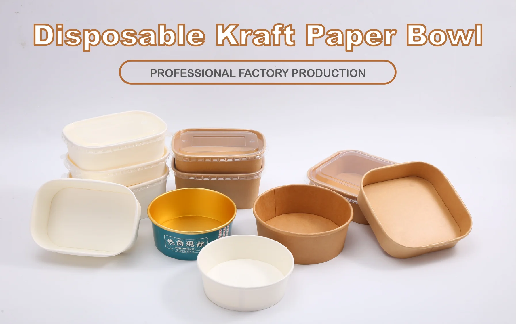 Disposable Custom Printed Octagonal Kraft Paper Salad Bowl with Lid ...