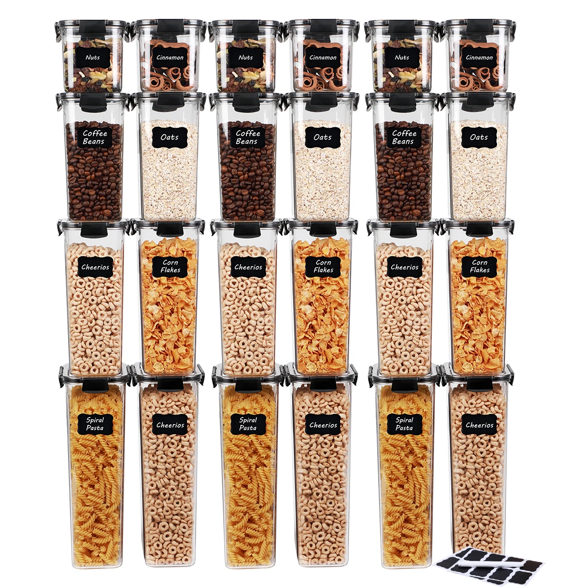 24 Pack Airtight Food Storage Container Set,Plastic Cereal Containers ...