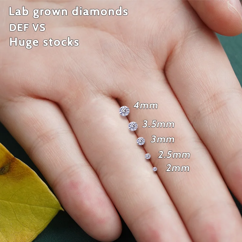 melee round brilliant cut small size lab diamond DEF color vvs 1.5mm 2mm 3mm wholesale loose lab grown diamonds