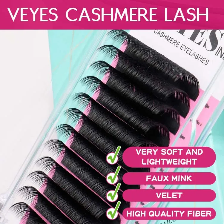 Veyes Jet Black Cashmere Lash Extensions Pinch Method Wholesale Silk Premium Lash Extension ...