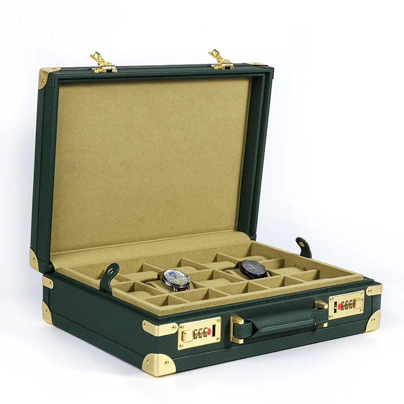 Tancy Luxury 15 Slots Green Watch Boxes - Custom PU Leather