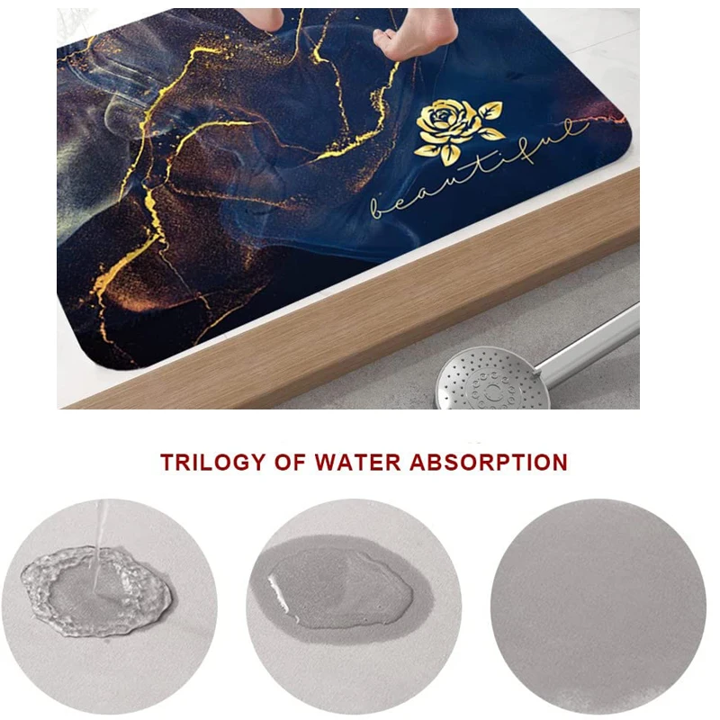 Diatomite Stone Bath Mat Quick Dry Bathroom Diatom Mud Earth Non-slip ...
