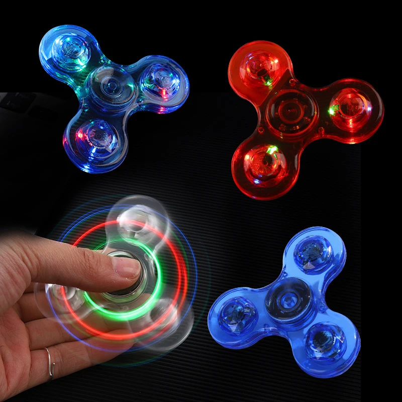 Wholesale Crystal Hand Finger Fidget LED Light Spinner Toy for Kids