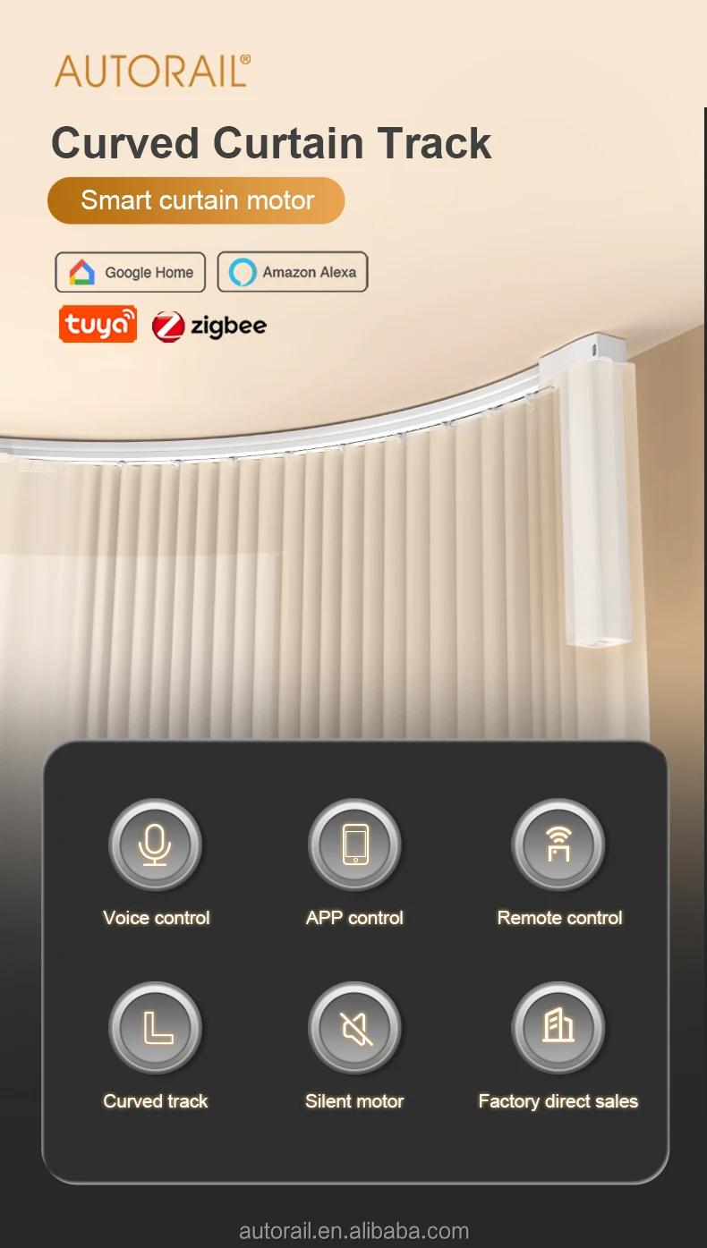 Smart Automatic Curved Bend Window Curtain Track by AUTORAIL