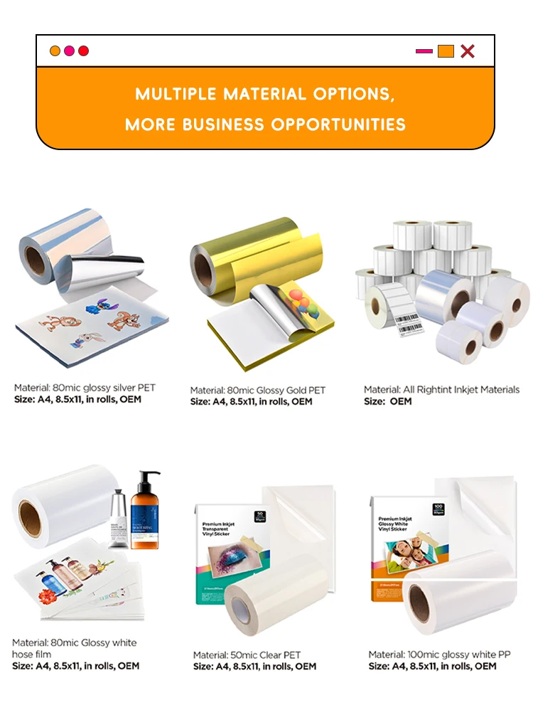 Custom Waterproof Printable Glossy Photo Sticker Paper Waterproof A3 A4 ...