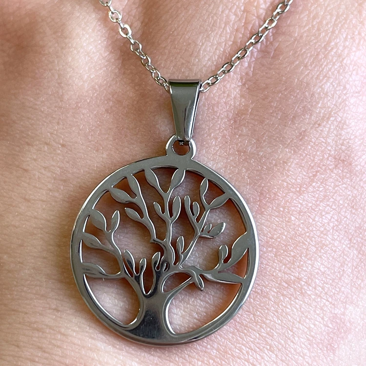Stainless Steel Tree Of Life Pendant Joyas Necklace Chakra Sacred ...