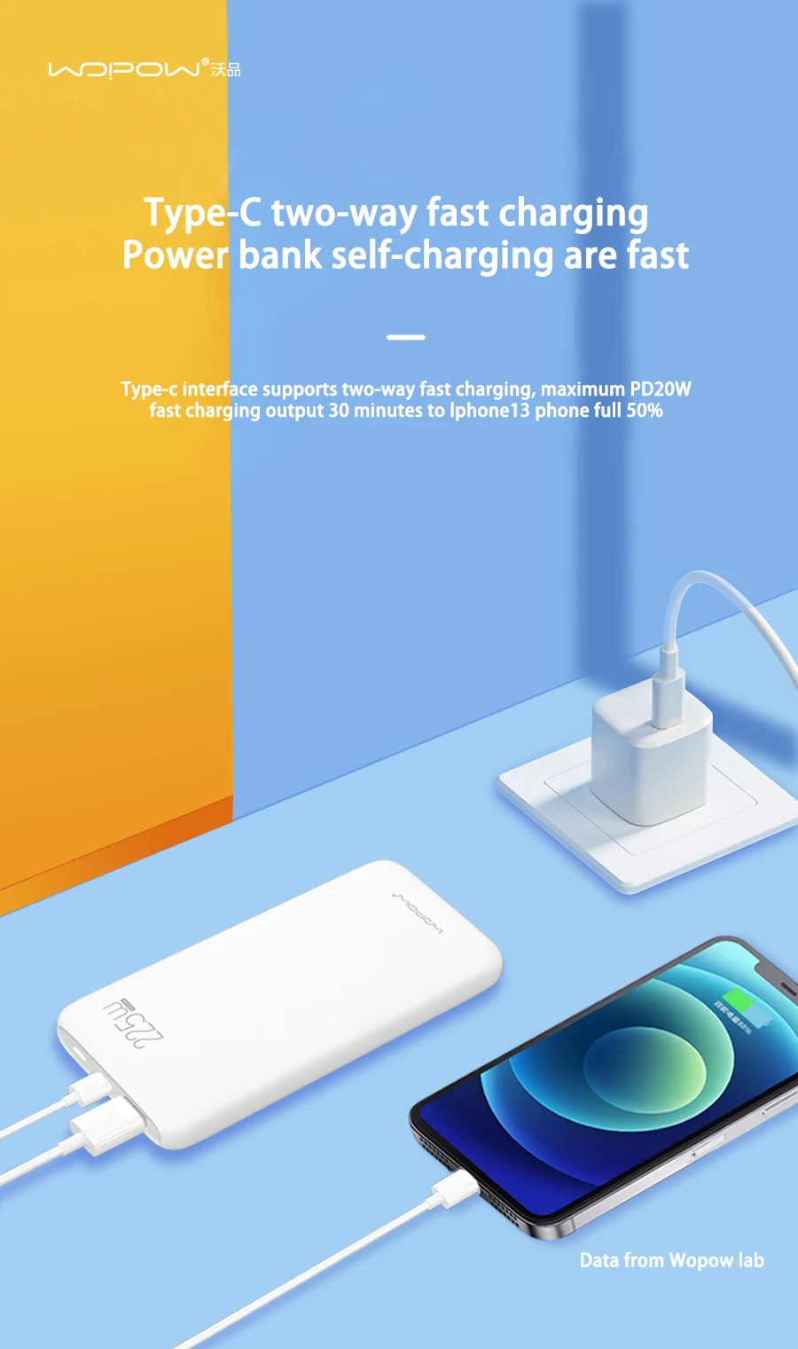 Wopow PD26 Power Bank - 10000mah Ultra Slim Quick Charge