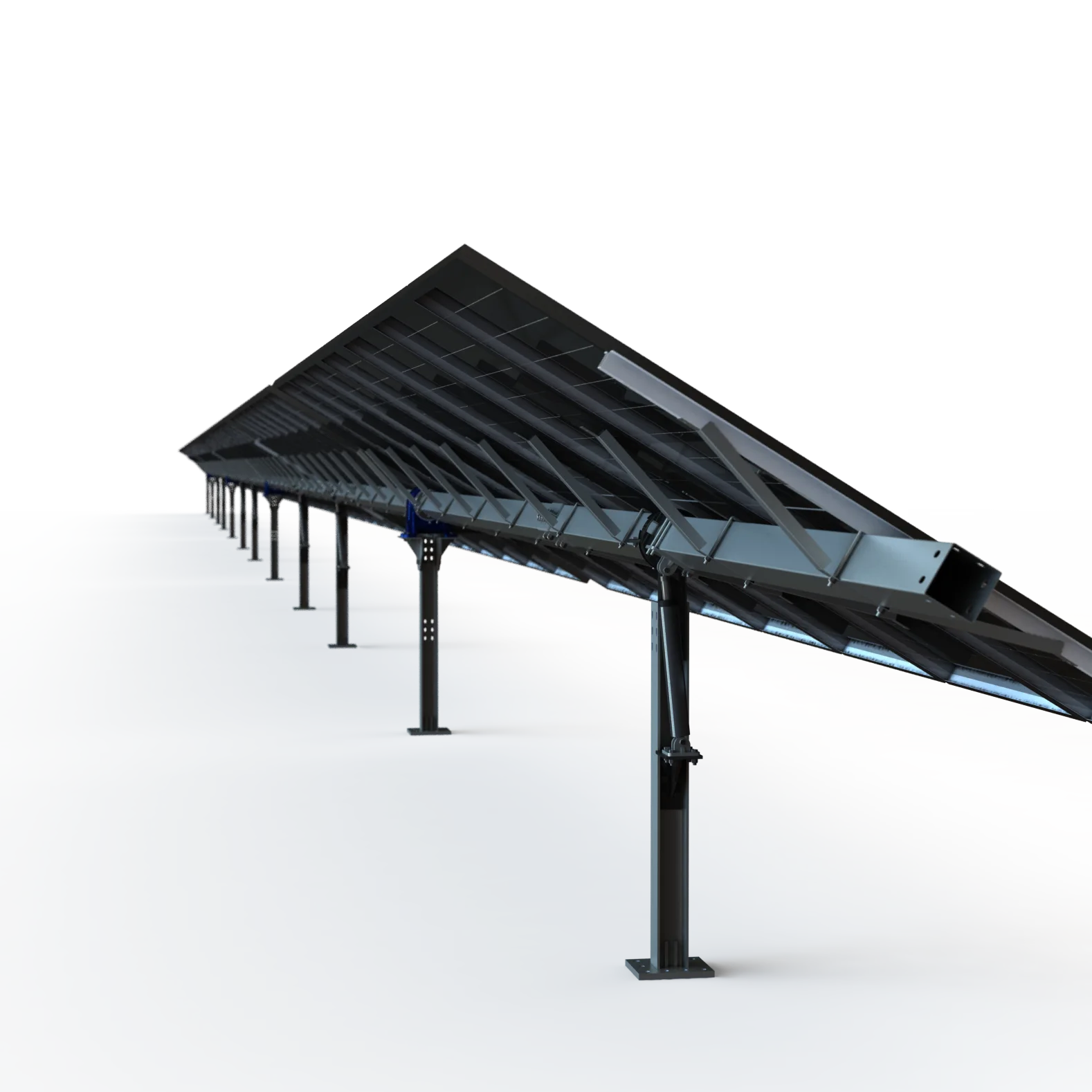 Single Axis Solar Tracker with Damper for Big Wind Resistance