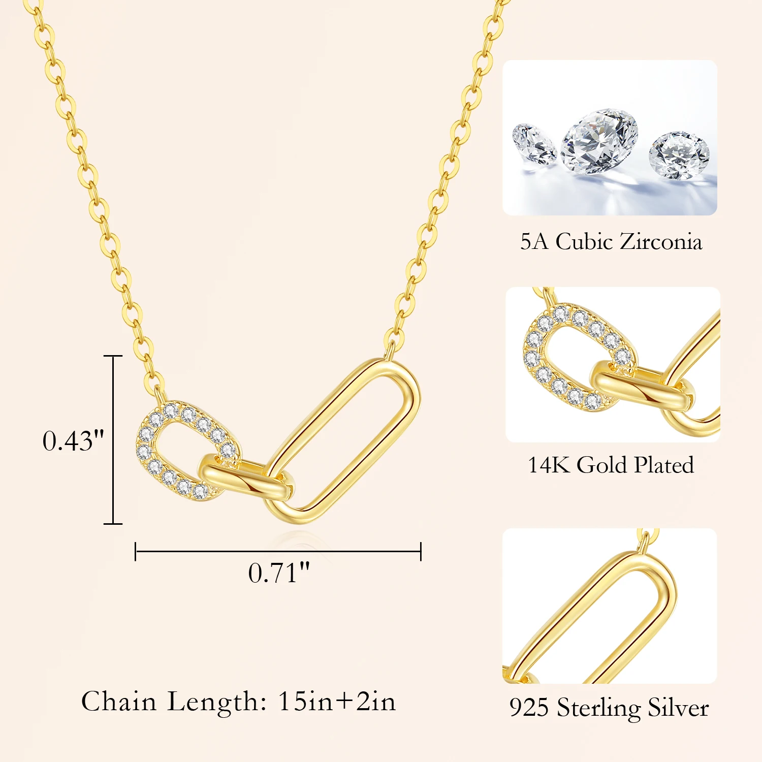 CDE CZYN033 Fine Jewelry - 925 Sterling Silver Necklace