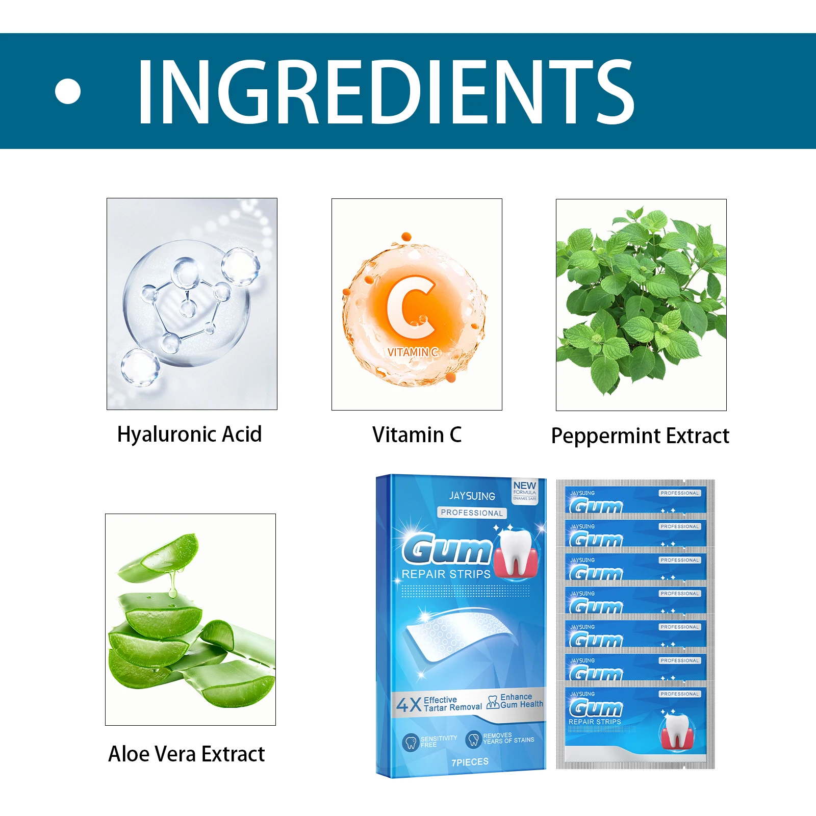 JAYSUING Gum Restoration Strip for Teeth Whitening - 7 Pairs Dental Kit