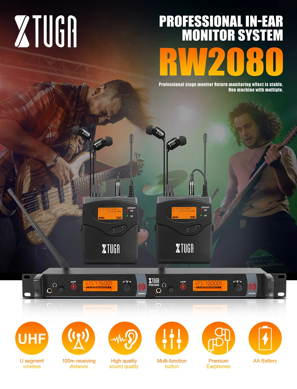 RW2080 Metal Wireless in Ear Monitor System for Stage & Studio